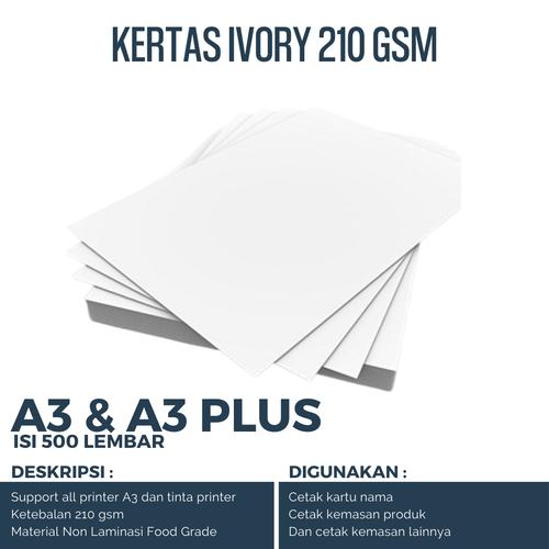Jual kertas ivory 210 gsm ukuran A3 & A3 Plus isi 500 lembar - A3 ...