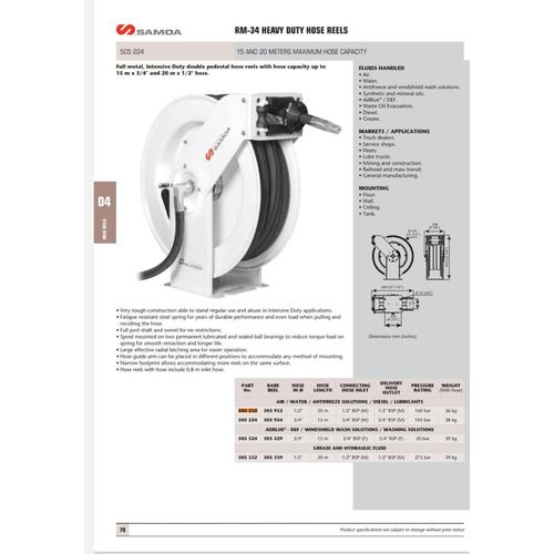 Jual SAMOA 505232 HEAVY DUTY HOSE REEL 1/2" x 20 M,BARE REEL 3/4 ...