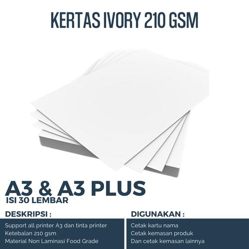 Jual kertas ivory 210 gsm ukuran A3 & A3 Plus isi 30 lembar - A3 PLUS ...