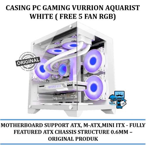Promo Casing PC Gaming Vurrion Aquarist White ( Free 5 FAN RGB ...