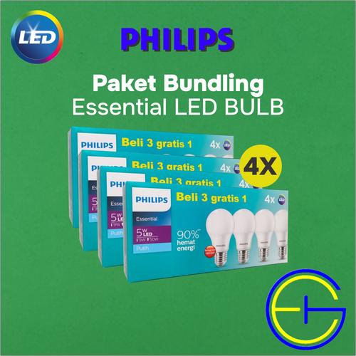 Jual Promo Paket 4X Multipack Ledbulb Essential 5W E27 A60 Pack Philips ...