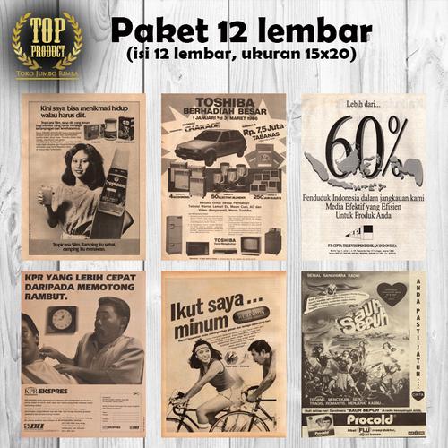 Jual Poster Iklan Koran Jadul (isi 12) 15x20cm Pajangan Dinding Hiasan ...