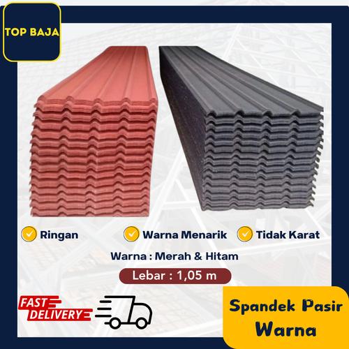 Jual Spandek Pasir Warna merah dan hitam dengan rangka atap Baja Ringan ...