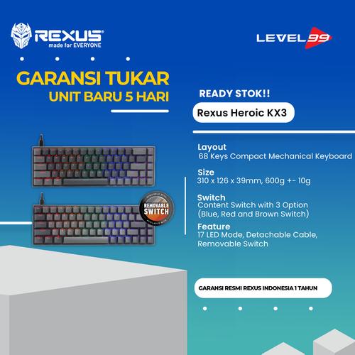 Jual Rexus Keyboard Heroic KX3 Mechanical Gaming Keyboard - Kota ...