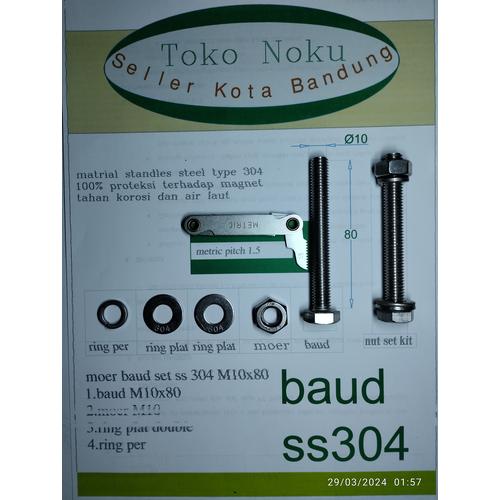 Jual baud hexa stainles m10x80 material type ss304 merk THE A2-70 ...