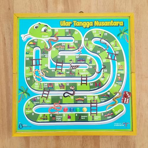 Jual Ular Tangga Nusantara Indonesia Papan kayu lipat Boardgame Mainan ...