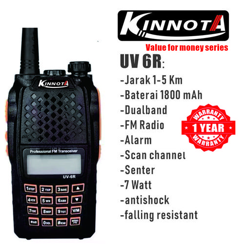 Promo Walkie talkie Ht Kinnota UV 6R dualband 7 watt hitam - Jakarta ...