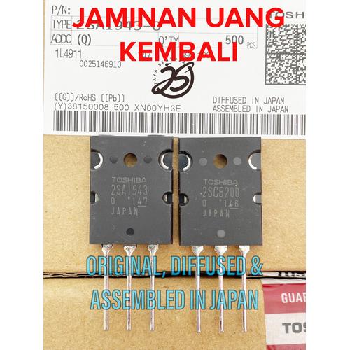 Jual 10 SET TRANSISTOR TOSHIBA A1943-C5200 ASLI ORIGINAL, 2SA1943-2SC5200, A 1943 - C 5200 JAPAN ...