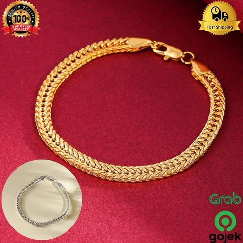 Promo Gelang Pria Titanium Emas Sisik Ular Simple Men Bracelet Fashion ...