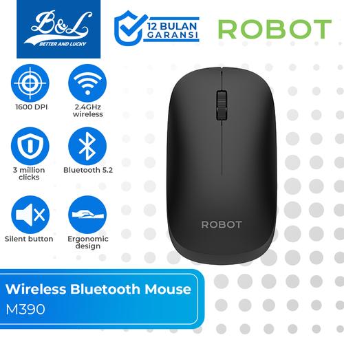 Promo ROBOT M390 Mouse Bluetooth 5.2 Wireless 2.4G Silent Click 1600dpi ...