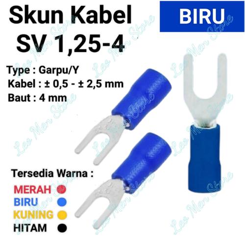 Jual Skun Y~Skun Garpu~Skun Kabel Y~SV 1,25-4~Baut 4 mm~ WARNA BIRU ...
