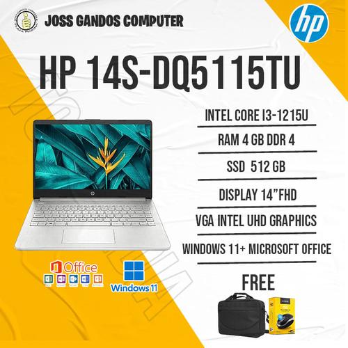 Jual HP 14S-DQ5115TU/INTEL CORE I3-1215U/RAM 4 GB/SSD 512/WIN11 + OHS ...