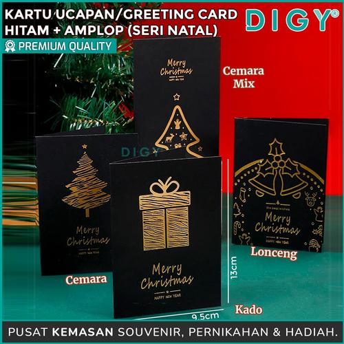 Jual Kartu Ucapan Hitam + Amplop / Greeting Card / Kartu Ucapan Merry ...