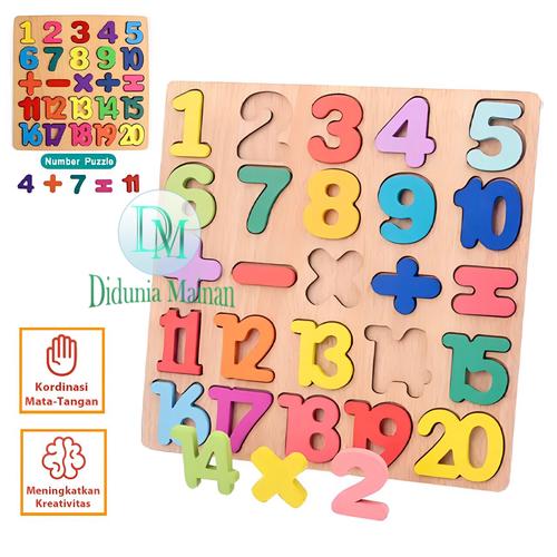 Jual Puzzle kayu angka 3D mainan edukasi anak belajar hitung wooden ...