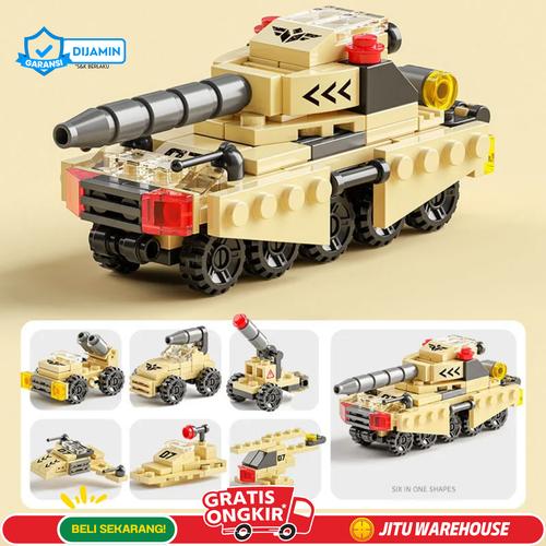 Jual Mainan Anak Rakit Rakitan 123 Balok Susun Model Tank Militer 6 in ...