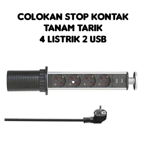 Jual stop kontak listrik tarik tanam meja lantai 4 listrik 2 usb pop up ...