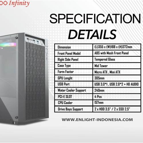 Jual US Casing Infinity STRIKE - mATX Gaming Case - INCLUDE 3 FAN ...