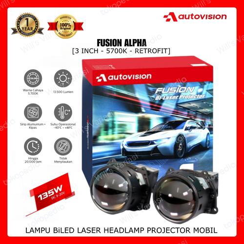Jual LED Headlamp BiLED 3 Inch Laser Projector 5700K Autovision Fusion ...