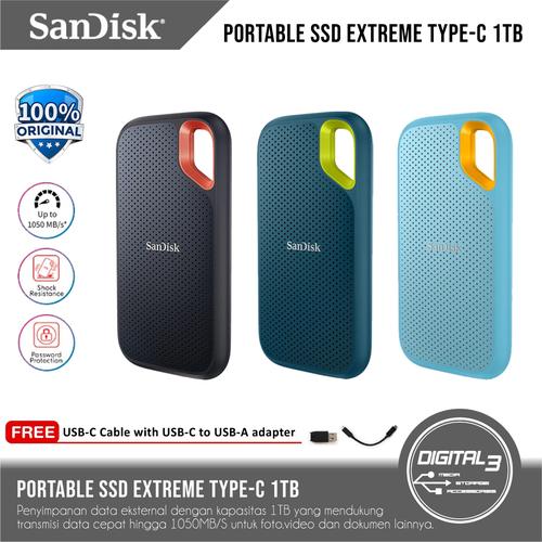 Promo Sandisk Extreme External SSD HardDisk Drive 1 TB USB 3.2 Type C / A - Black Cicil 0% 3x ...