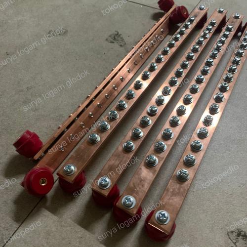 Jual busbar tembaga 3mm x 20mm x 40cm 15 baut m6 Busbar custom ...