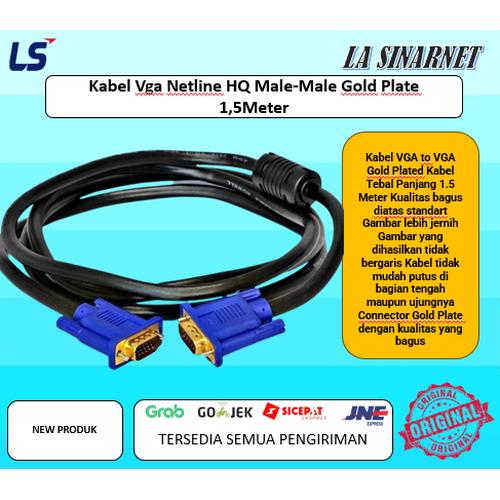 Jual Kabel Vga Netline HQ Male-Male Gold Plate 1,5Meter - Jakarta Pusat - LA SINARNET | Tokopedia