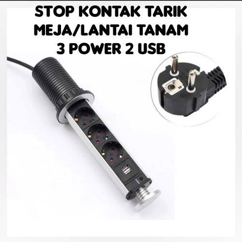 Jual stop kontak listrik tarik tanam meja lantai 3 listrik 2 usb pop up ...