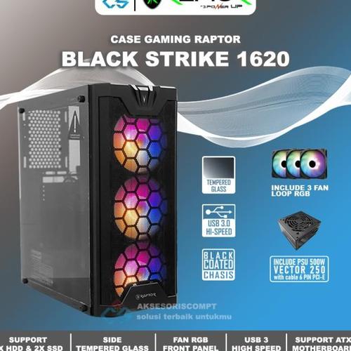 Jual US Casing Gaming PowerUp Raptor 1620 Black - Includ PSU & 3 FAN ...