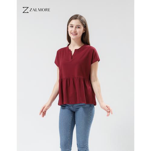 Jual Zalmore Vneck Loose Peplum Top Premium Cotton - Atasan Wanita ...