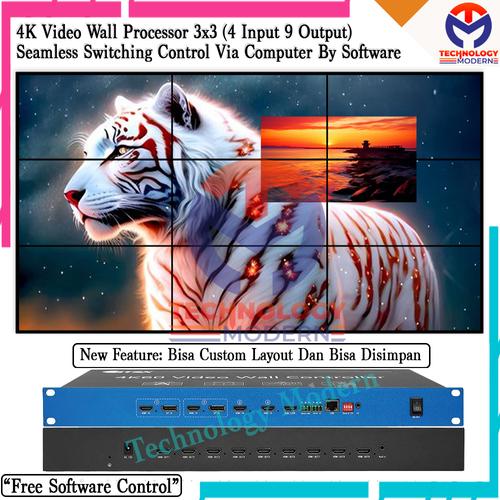 Jual HDMI Video Wall Controller 3x3 Seamless Switching (4 In 9 Out) 4K ...