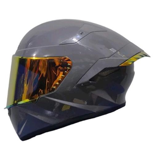 Jual HELM FULL FACE KBR TTC GREY GLOSSY KACA WARNA+SPOILER SNI - blue ...