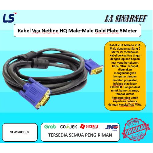 Jual Kabel Vga Netline HQ Male-Male Gold Plate 5Meter - Jakarta Pusat - LA SINARNET | Tokopedia