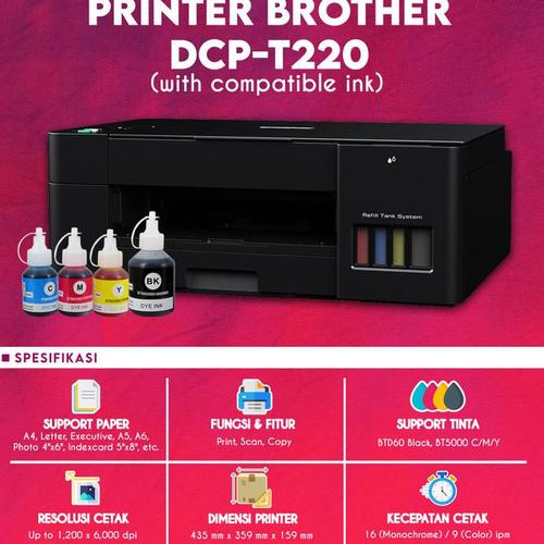 Jual US Printer Brother DCP-T220 DCP T220 Tinta BTD60Bk Black BT5000 ...