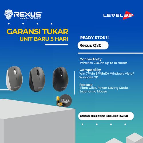 Jual Rexus Q30 Mouse Wireless Office Silent Click - Putih Abu - Kota ...
