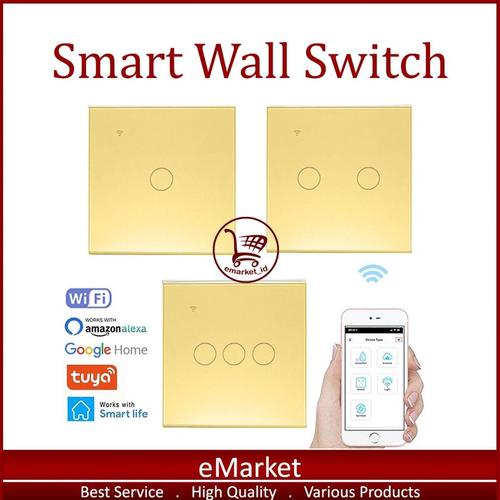 Jual Smart Wall Switch Gold Wifi / Saklar Dinding Sentuh / Iot Touch ...