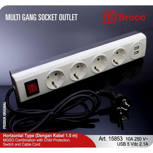 Jual Stop Kontak Broco / Terminal Broco + Kabel 1.5Mtr + Saklar + Usb ...