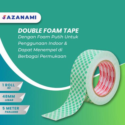 Jual DOUBLE TAPE FOAM 48MM X 5M SAZANAMI DOUBLE TAPE BUSA 2" INCH PUTIH ...
