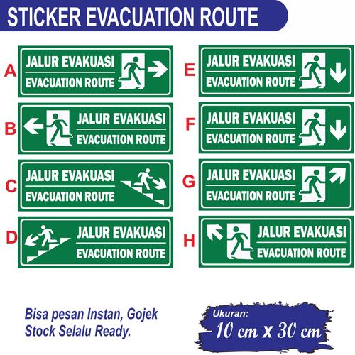 Jual STIKER RAMBU K3 JALUR EVAKUASI / EVACUATION ROUTE A, B, C, D ...