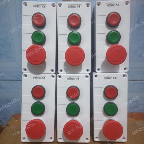 Jual Control box push button switch NO NC red green & Emergency stop ...