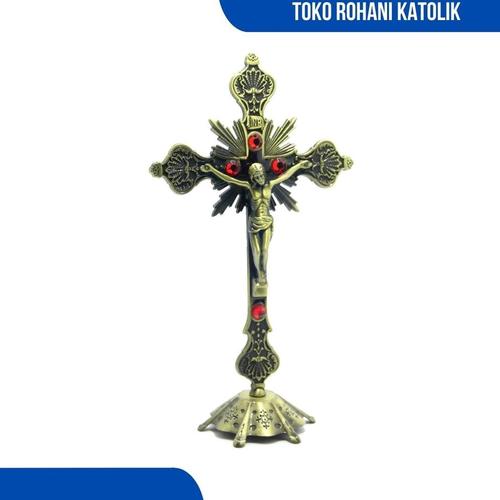 Jual SALIB ALTAR 24 CM / SALIB DUDUK KATOLIK / SALIB MEJA / SALIB LOGAM ...