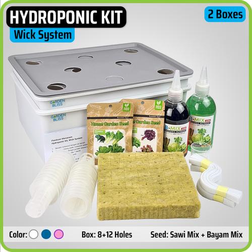 Jual Paket Pemula Hidroponik Lengkap - Hydroponic Kit Wick System - 2 Baki - Dark Blue - Kab ...