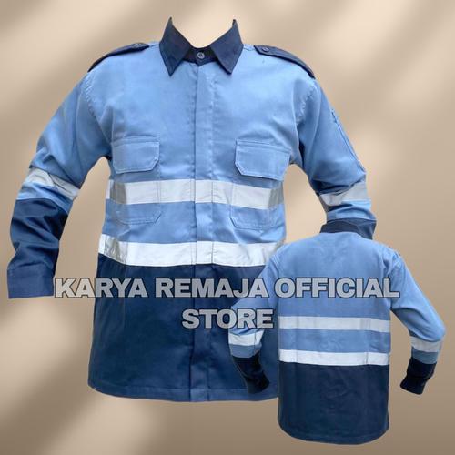 Jual kemeja Kombinasi 2 warna ABU SMA lengan panjang Baju bengkel ...