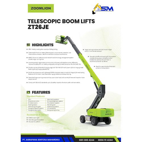 Jual READY ALAT BERAT! ELECTRIC TELESCOPIC BOOM LIFTS ZOOMLION ZT26JE ...