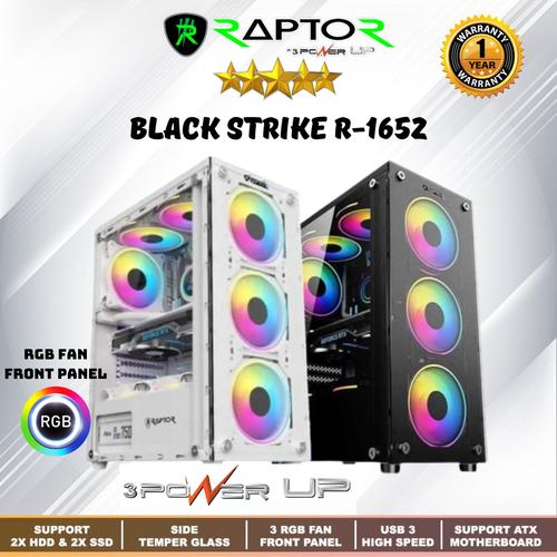 Promo Casing Gaming RAPTOR Black Strike 1652 - Tempered Glass - Free 3 ...