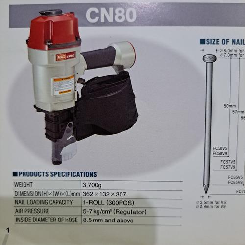 Jual Max Japan CN80 air nailer coil nailer alat tembak paku CN 80 ...