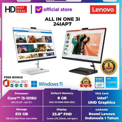 Promo LENOVO AIO ALL IN ONE 3i 24IAP7 INTEL CORE i3-1215U 8GB 512GB W11 ...