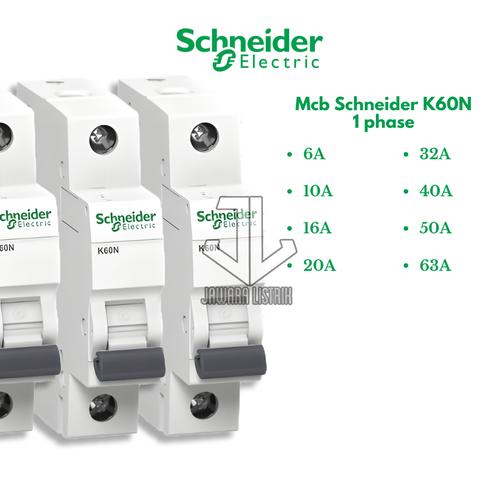 Jual SCHNEIDER MCB K60N 1 PHASE 6A, 10A, 16A, 20A, 32A, 40A, 50A DAN ...