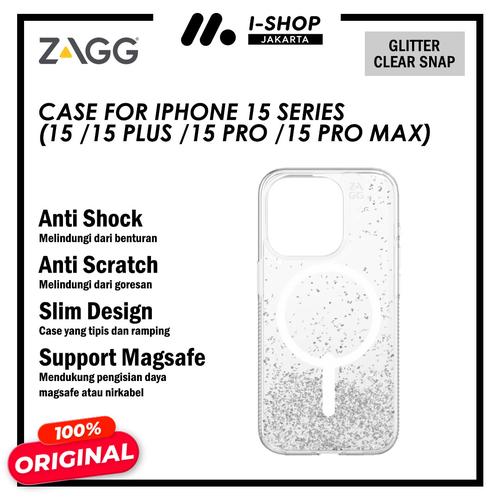 Jual Casing iPhone 15 Pro Max ZAGG Clear Glitter Magnet Slim Case ...