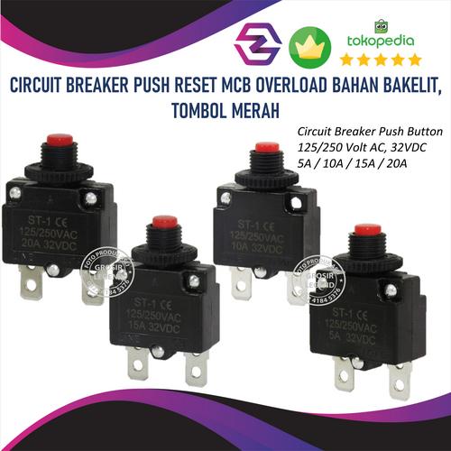 Jual Push Button Circuit Breaker resettable fuse Overload Protector ...
