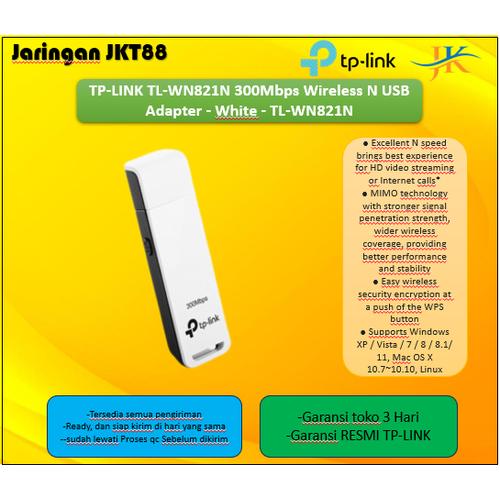 Jual TP-LINK TL-WN821N 300Mbps Wireless N USB Adapter - White - TL ...