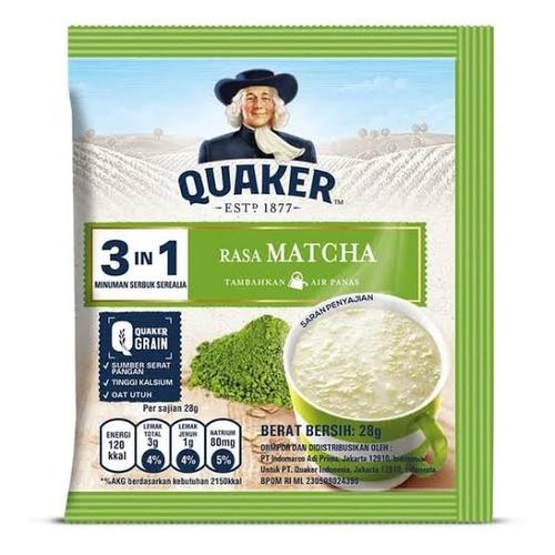 Jual Quaker Oat 3 in 1 Rasa Matcha Green Tea Sachet 28gr - Jakarta ...